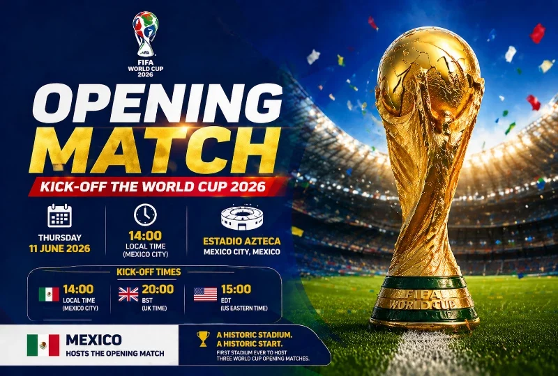 2026 World Cup Opening Match: Kick-off 20:00 BST, June 11 | Kickitshirts